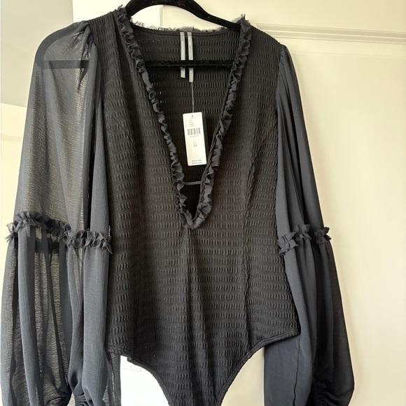 Anthropologie | Tops | Black Sheer Body Suit | Poshmark